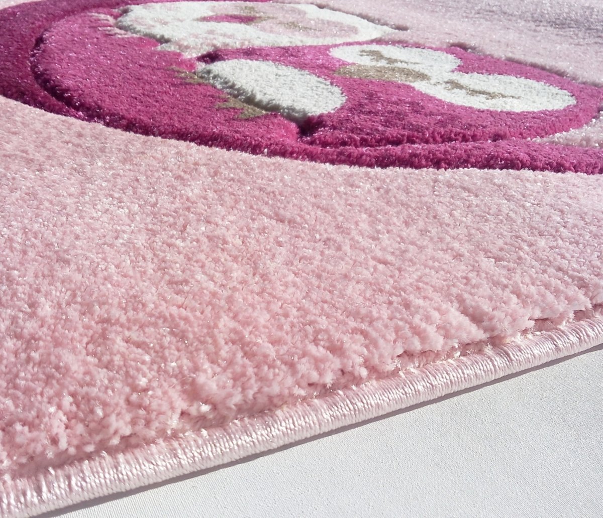 Covor roz pentru copii – bufnite - banaby.ro