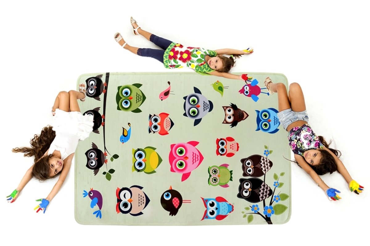 Covor moale pentru copii bufnitele din padure - banaby.ro